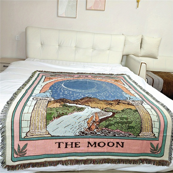 Bedding | Whimsigoth The Moon Tarot Woven Throw Pastel Celestial ...